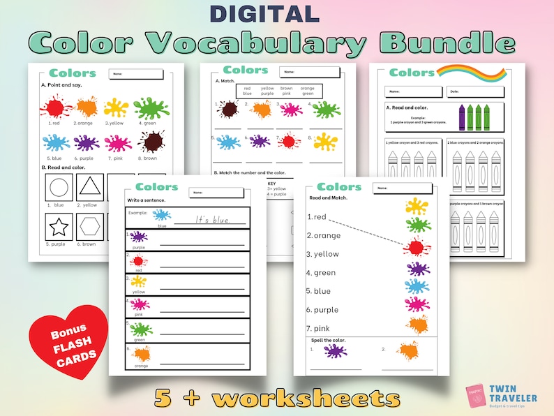 Color ESL 1st Grade Worksheet Packet | PDF English Color Worksheet ...