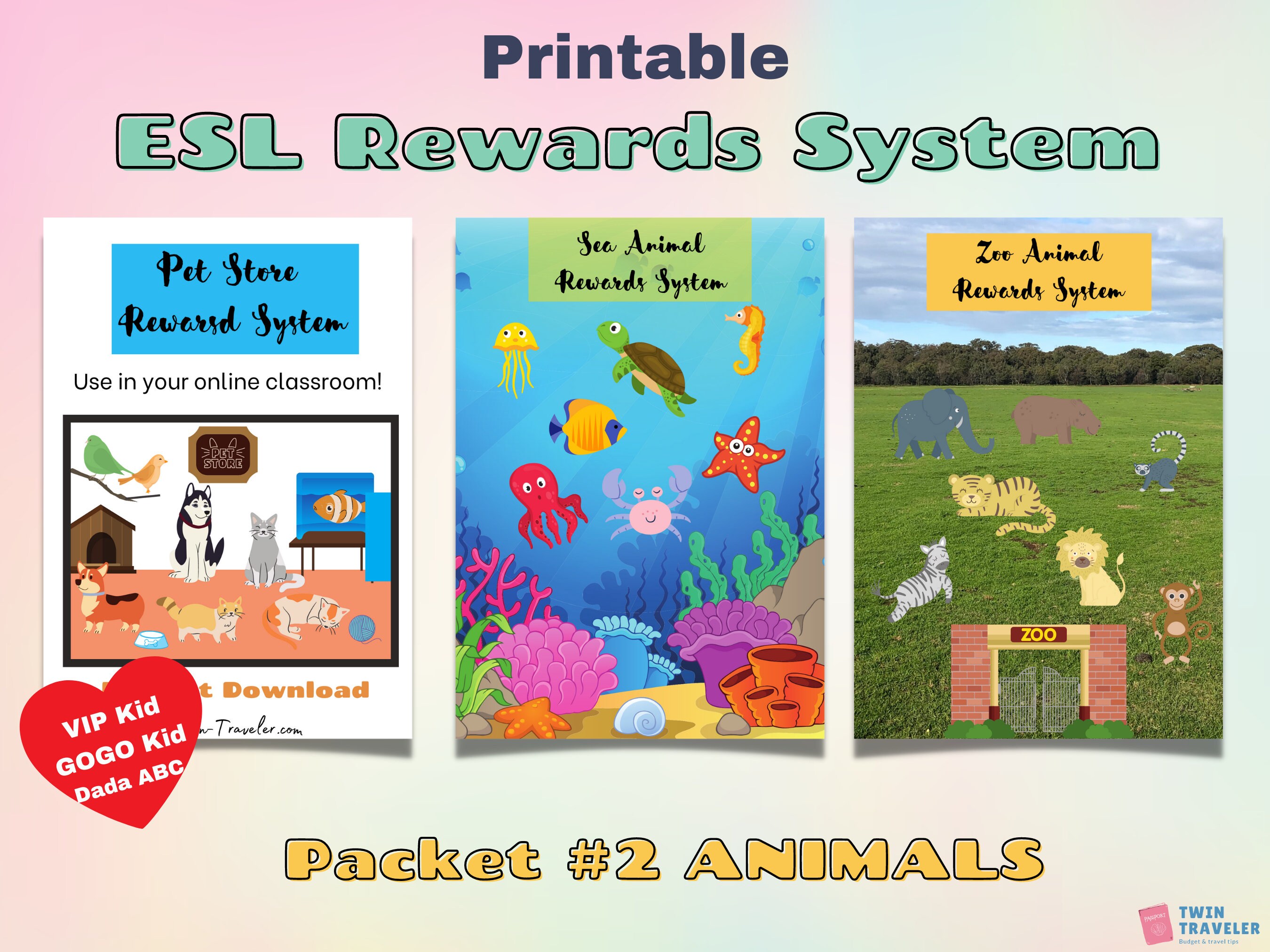 ESL Reward Systems - Animals | Online Teaching Classroom Props and ...