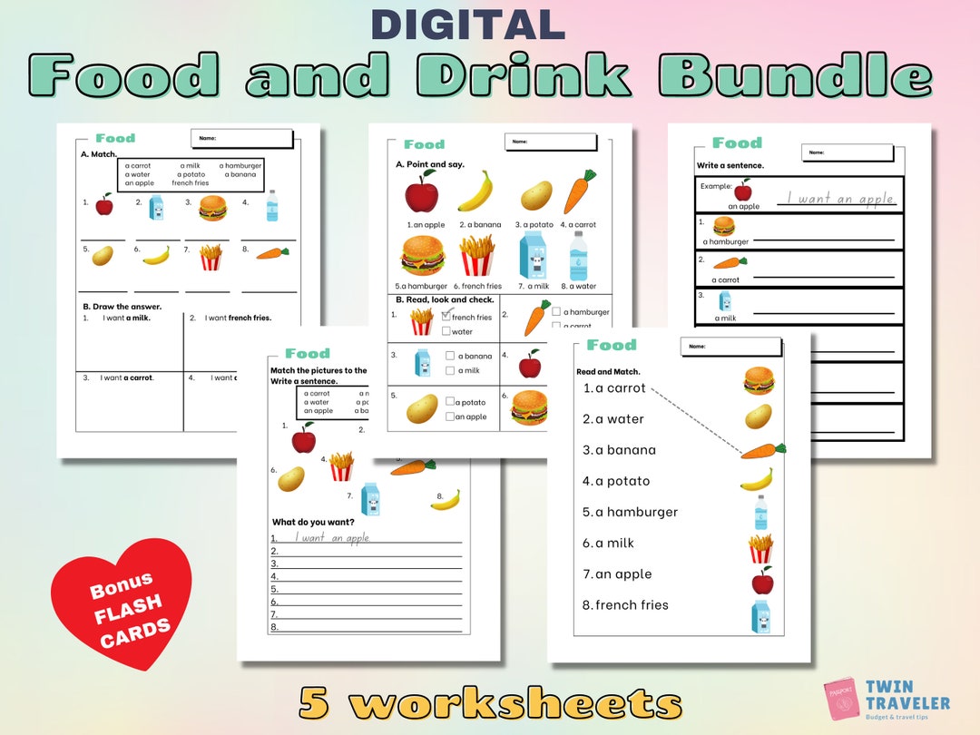 1st Grade Worksheet on Food Vocabulary | English Food Worksheet for ...