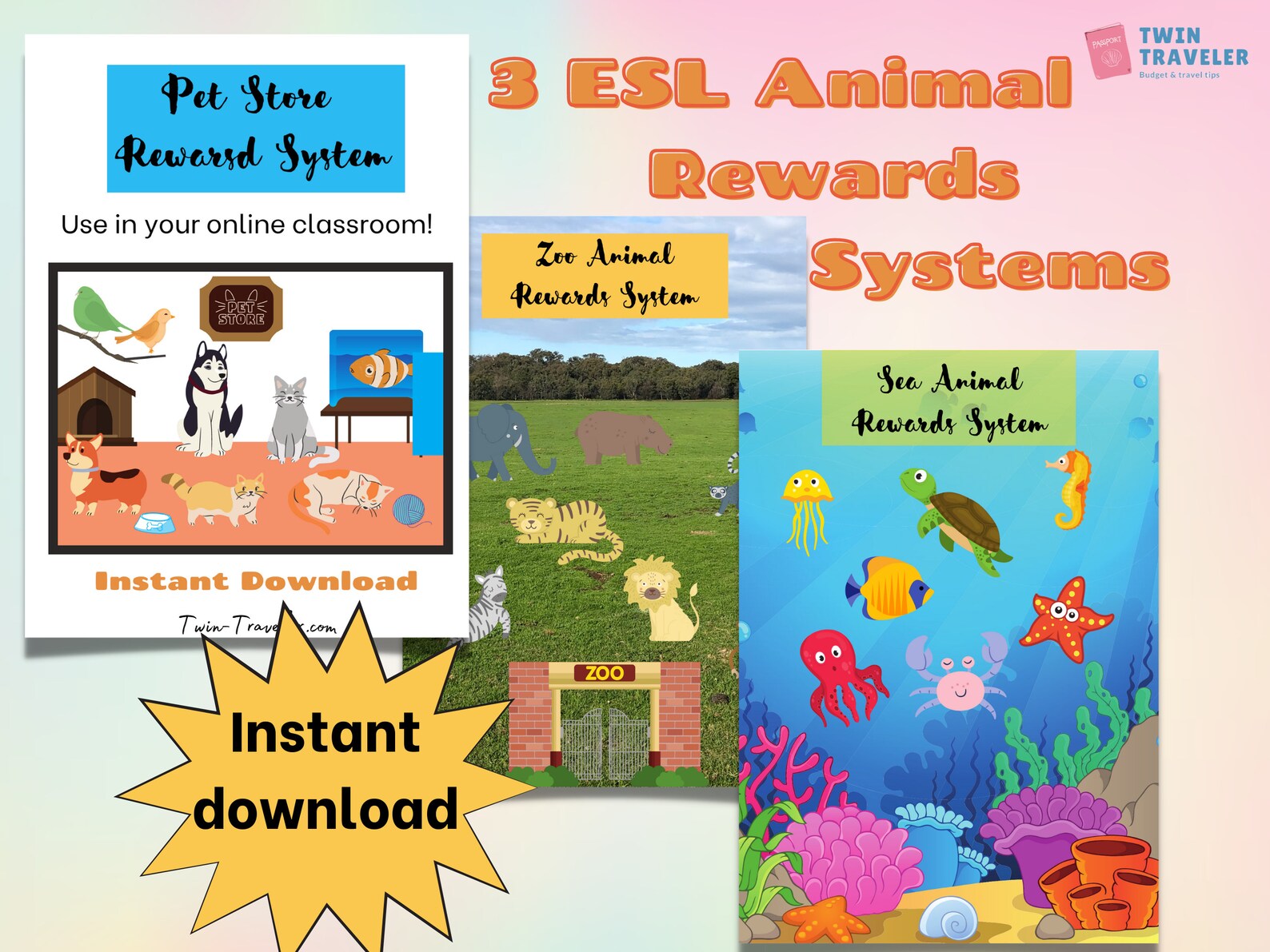 ESL Reward Systems - Animals | Online Teaching Classroom Props and ...