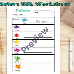 Color ESL 1st Grade Worksheet Packet | PDF English Color Worksheet ...