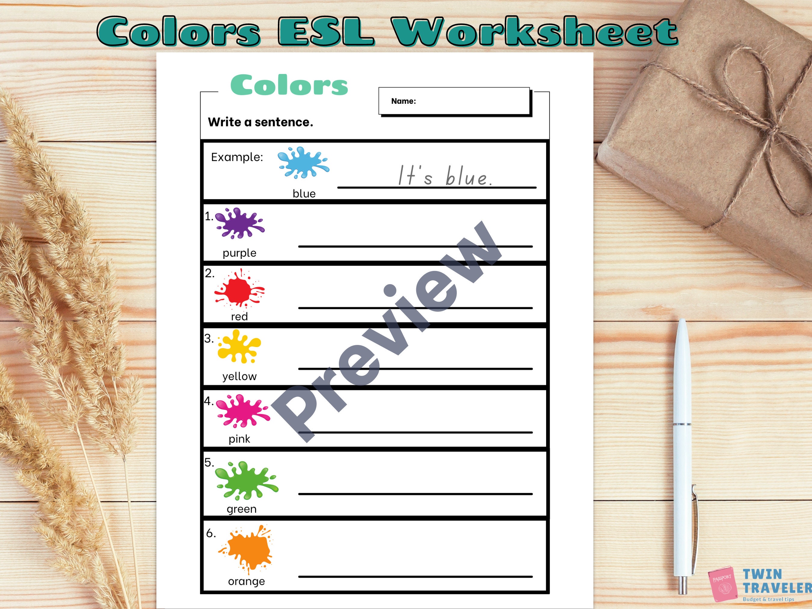 Color ESL 1st Grade Worksheet Packet | PDF English Color Worksheet ...