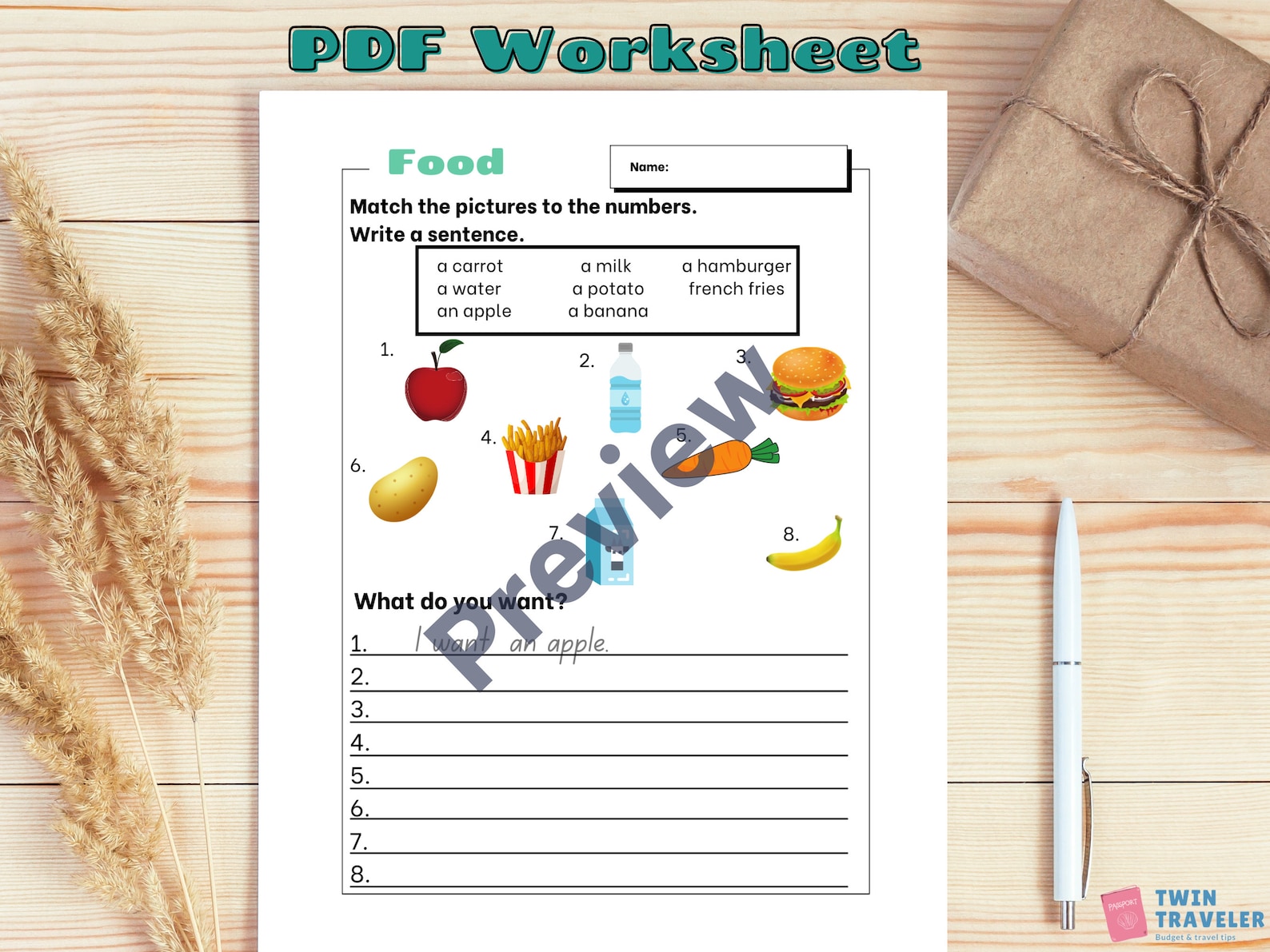 1st Grade Worksheet on Food Vocabulary | English Food Worksheet for ...