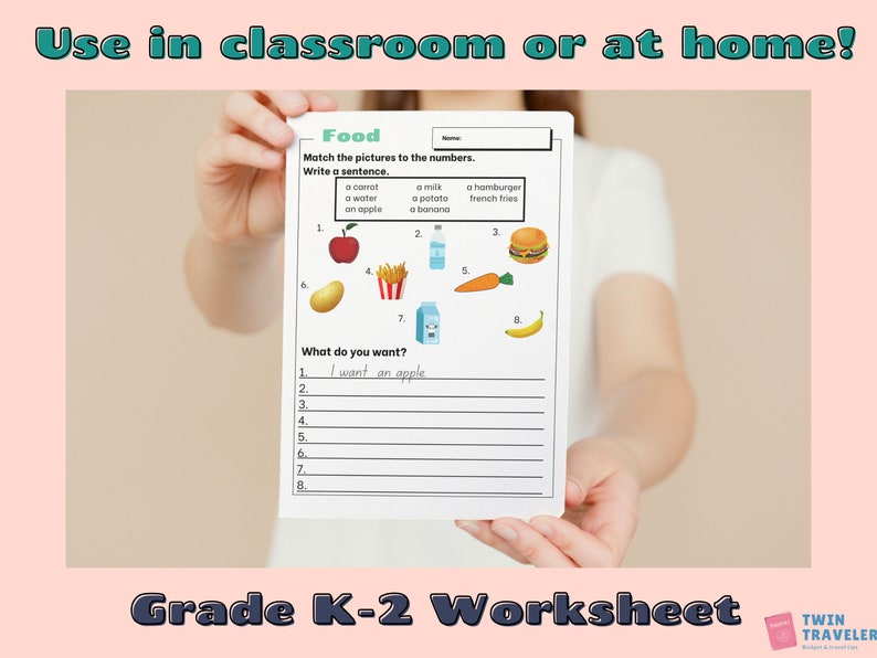 1st Grade Worksheet on Food Vocabulary | English Food Worksheet for ...