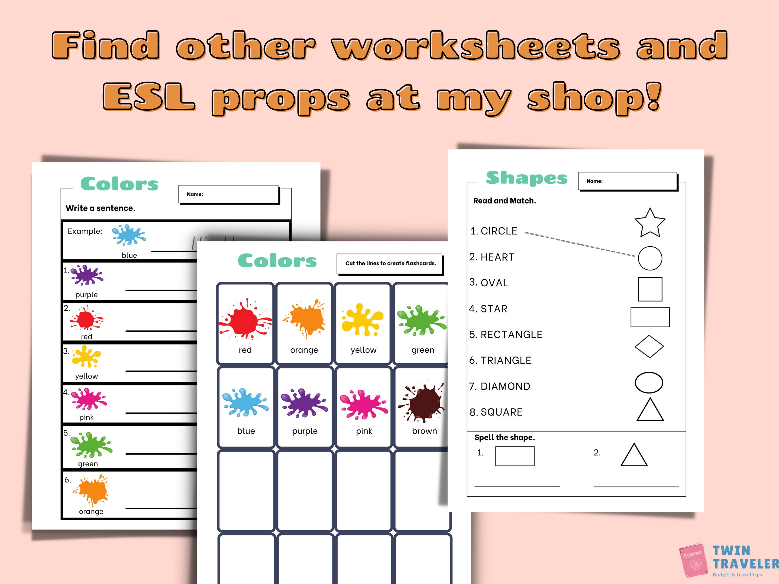 ESL Flash Card Bundle for School Supplies Colors Shapes - Etsy
