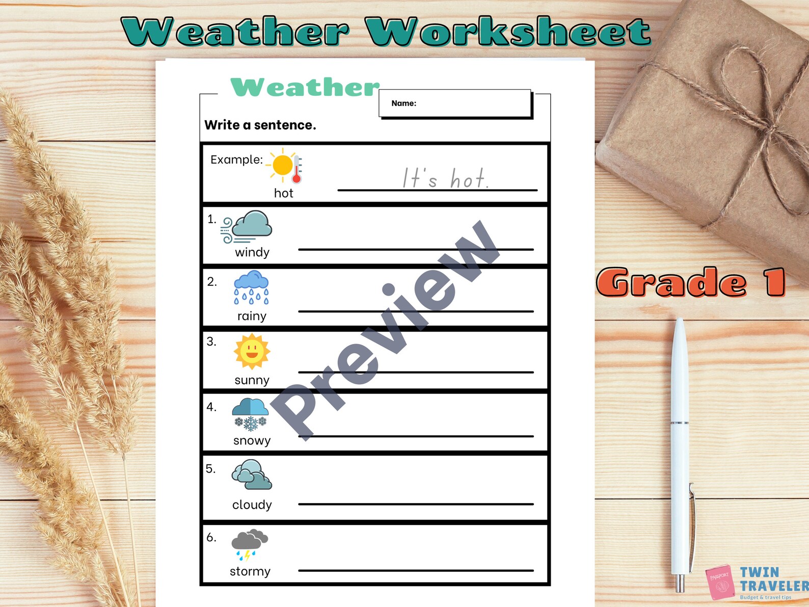 First Grade Printable Worksheets on Weather | PDF English Weather First ...