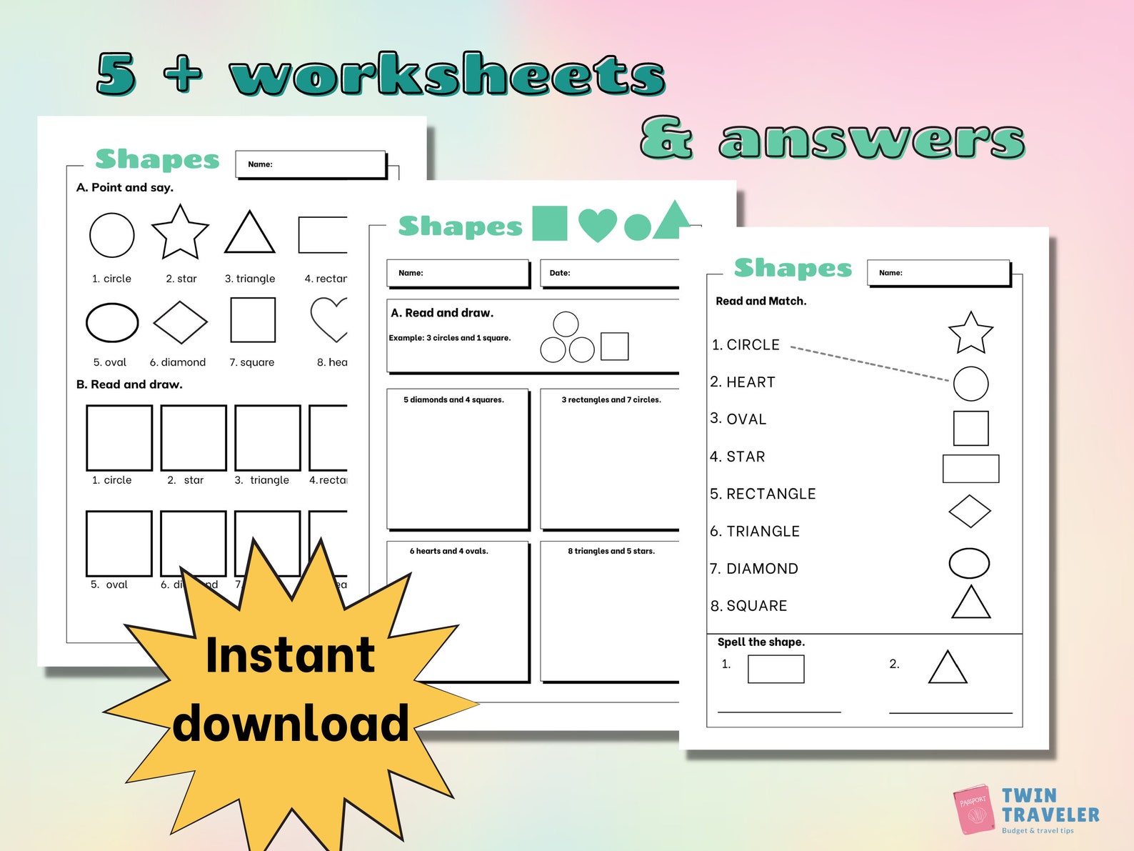 1st Grade Worksheets on Shapes | PDF English Shape First Grade ...