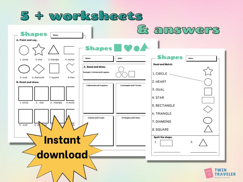 1st Grade Worksheets on Shapes | PDF English Shape First Grade ...