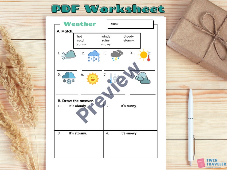 First Grade Printable Worksheets on Weather | PDF English Weather First ...