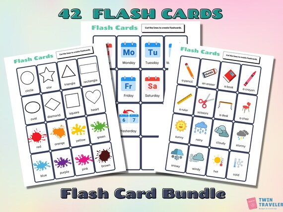 ESL Flash Card Bundle for School Supplies Colors Shapes | Etsy