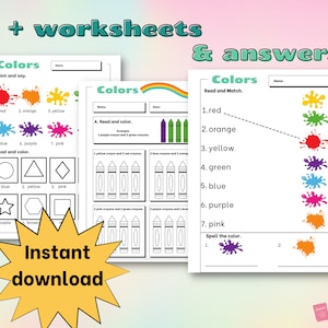 Color ESL 1st Grade Worksheet Packet | PDF English Color Worksheet ...