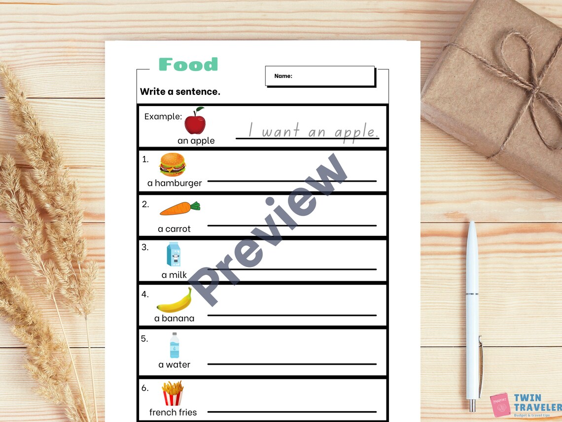 1st Grade Worksheet on Food Vocabulary | English Food Worksheet for ...