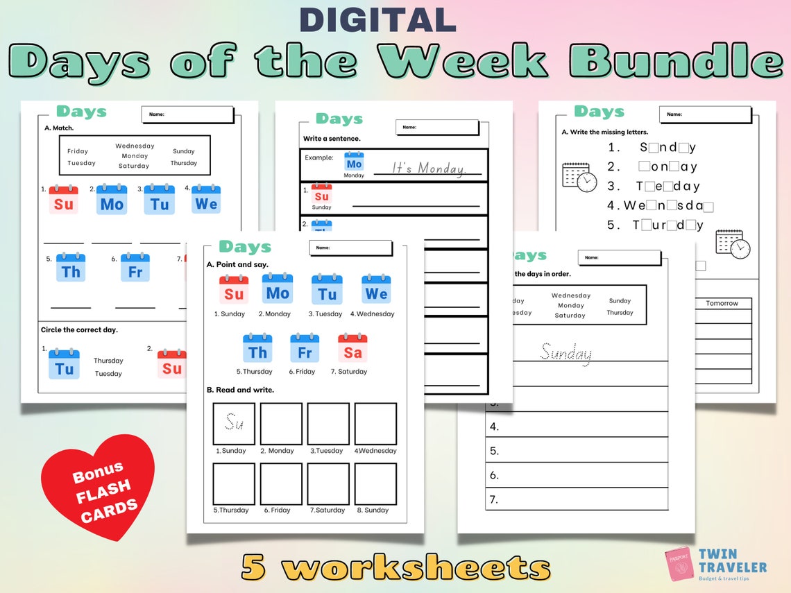 1st Grade Worksheets on Days of the Week | PDF English Days of the Week ...