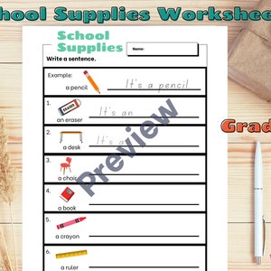 1st Grade Worksheets - School Supplies | PDF English School Objects ...