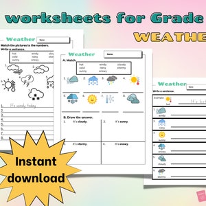 First Grade Printable Worksheets on Weather | PDF English Weather First ...
