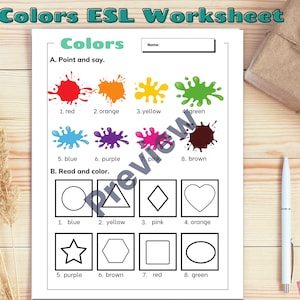 Color ESL 1st Grade Worksheet Packet | PDF English Color Worksheet ...