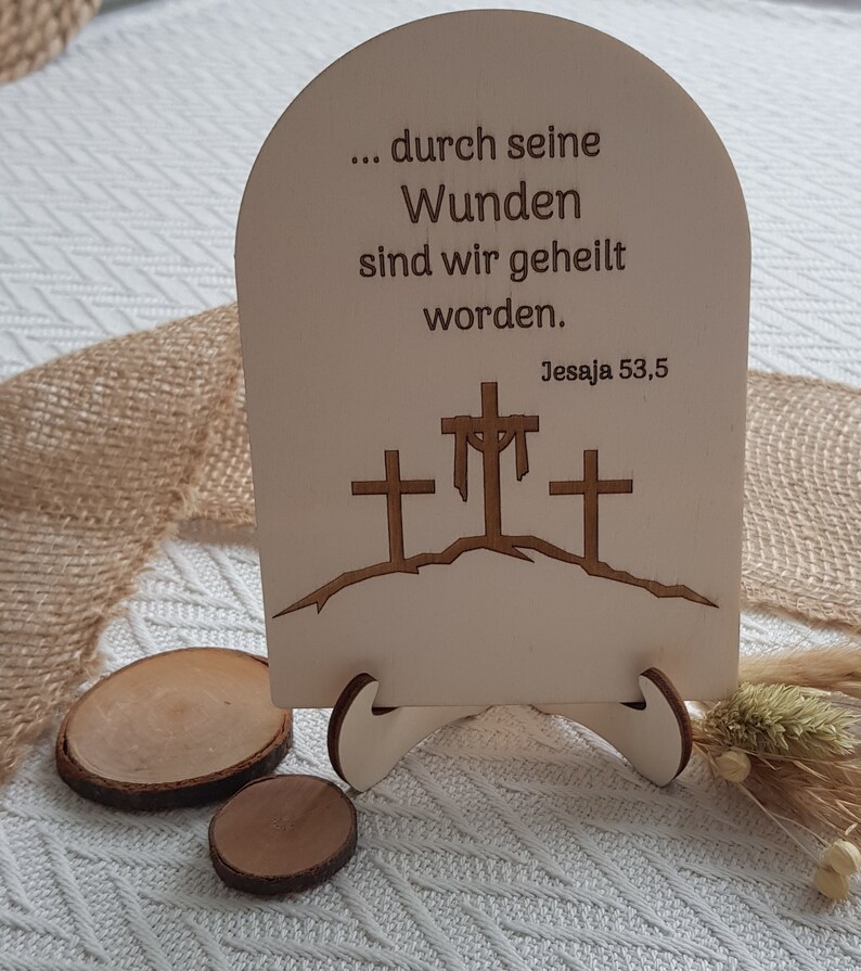 Holzkarte mit Bibelvers Ostern christlich - Etsy.de