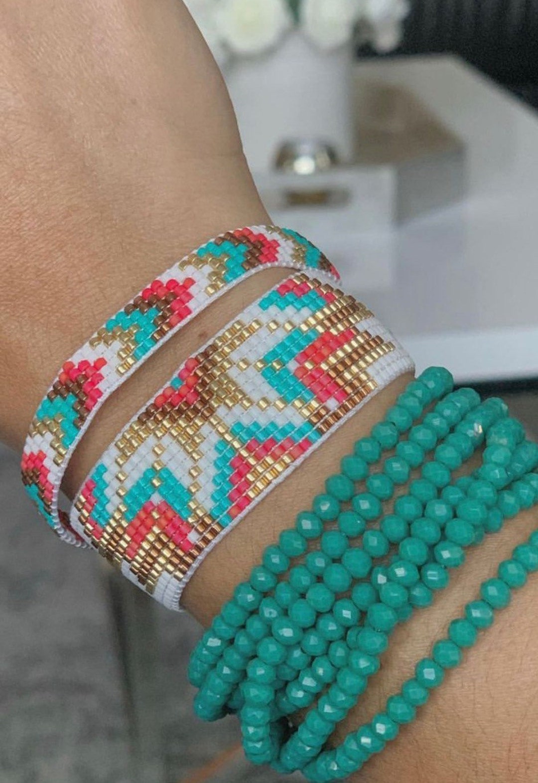 Gorgeous Floral Design Miyuki Bracelets / Adjustable Bracelets ...