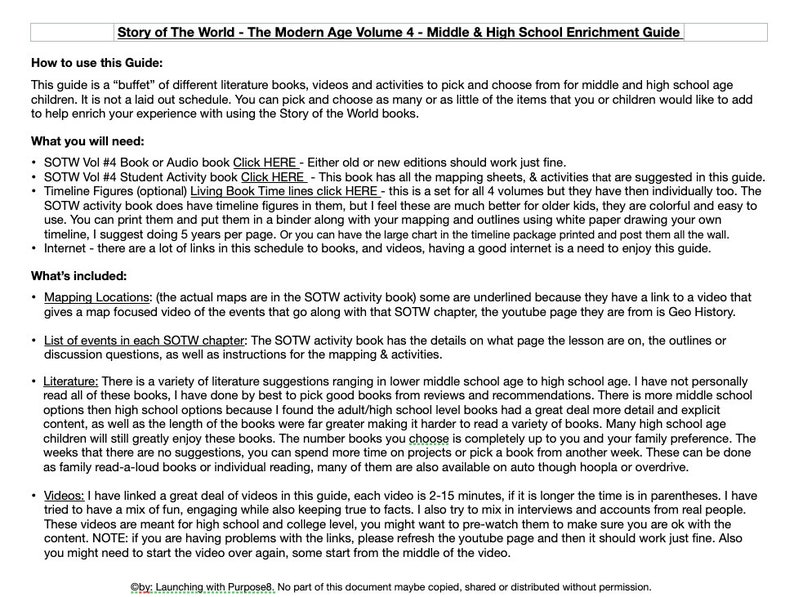 Story of the World Volume 4 Enrichment Guide - Etsy