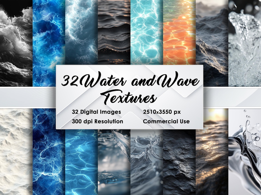 Water and Wave Texture Pack – 32 Graphics 2510x3550 Px, 300 DPI, A4 ...