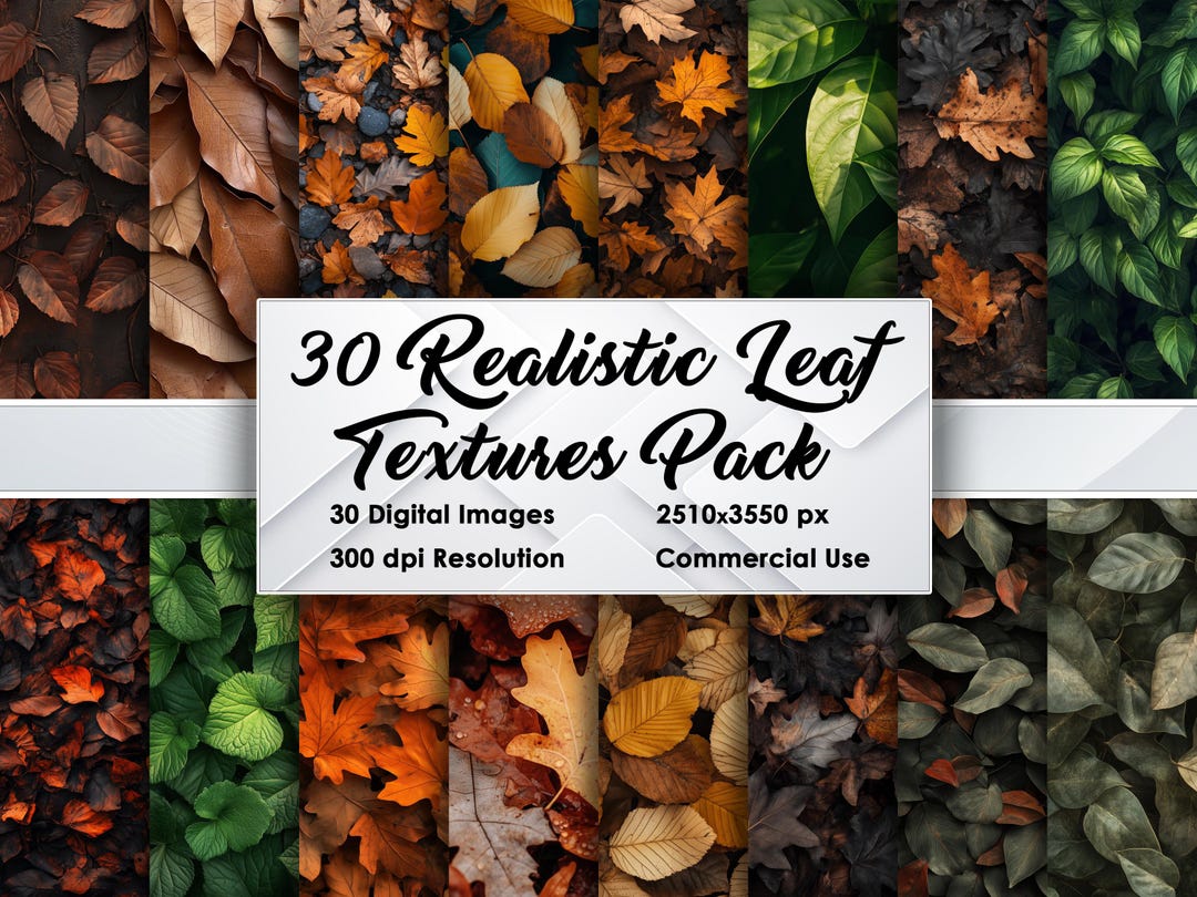 Realistic Leaf Graphics Texture Pack – 30 High-quality 2510x3500 Px 300 ...