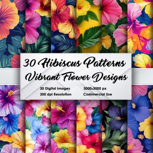 30 Hibiscus Patterns – Vibrant Flower Seamless Designs 3000x3000 Px ...