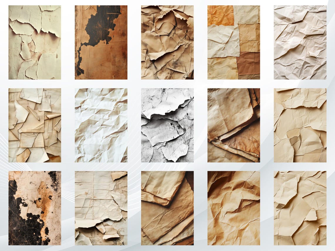 Old Paper Texture Pack – 30 High-resolution JPG Files (300 DPI, A4) for Graphic Design, Printing ...
