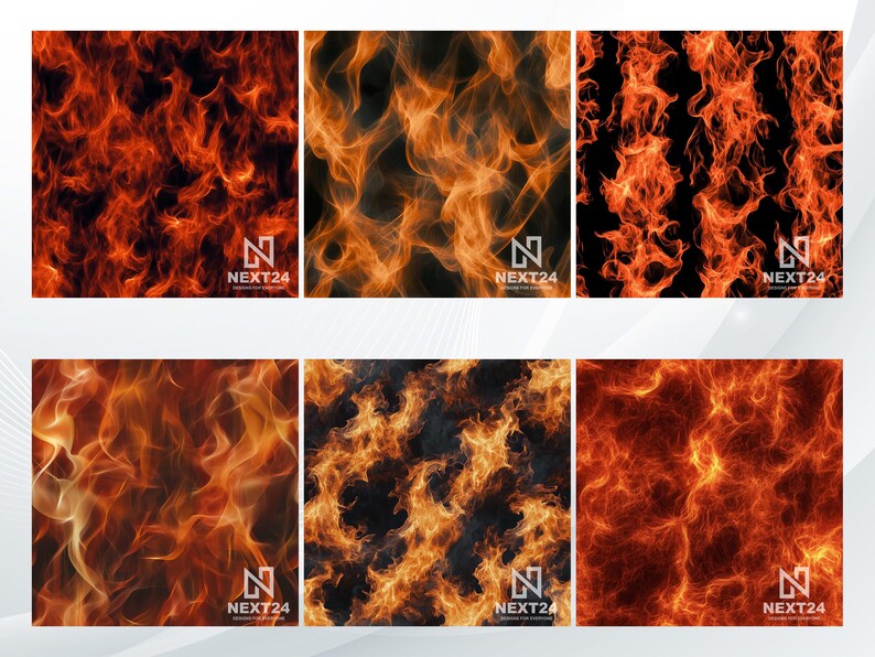 Fire Patterns – 19 Seamless Designs 3000x3000 Px, 300 DPI, Fire ...