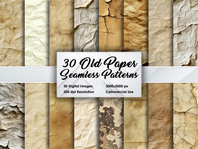 Seamless Old Paper Texture Pack – 30 JPG Patterns in 3000x3000 Px ...