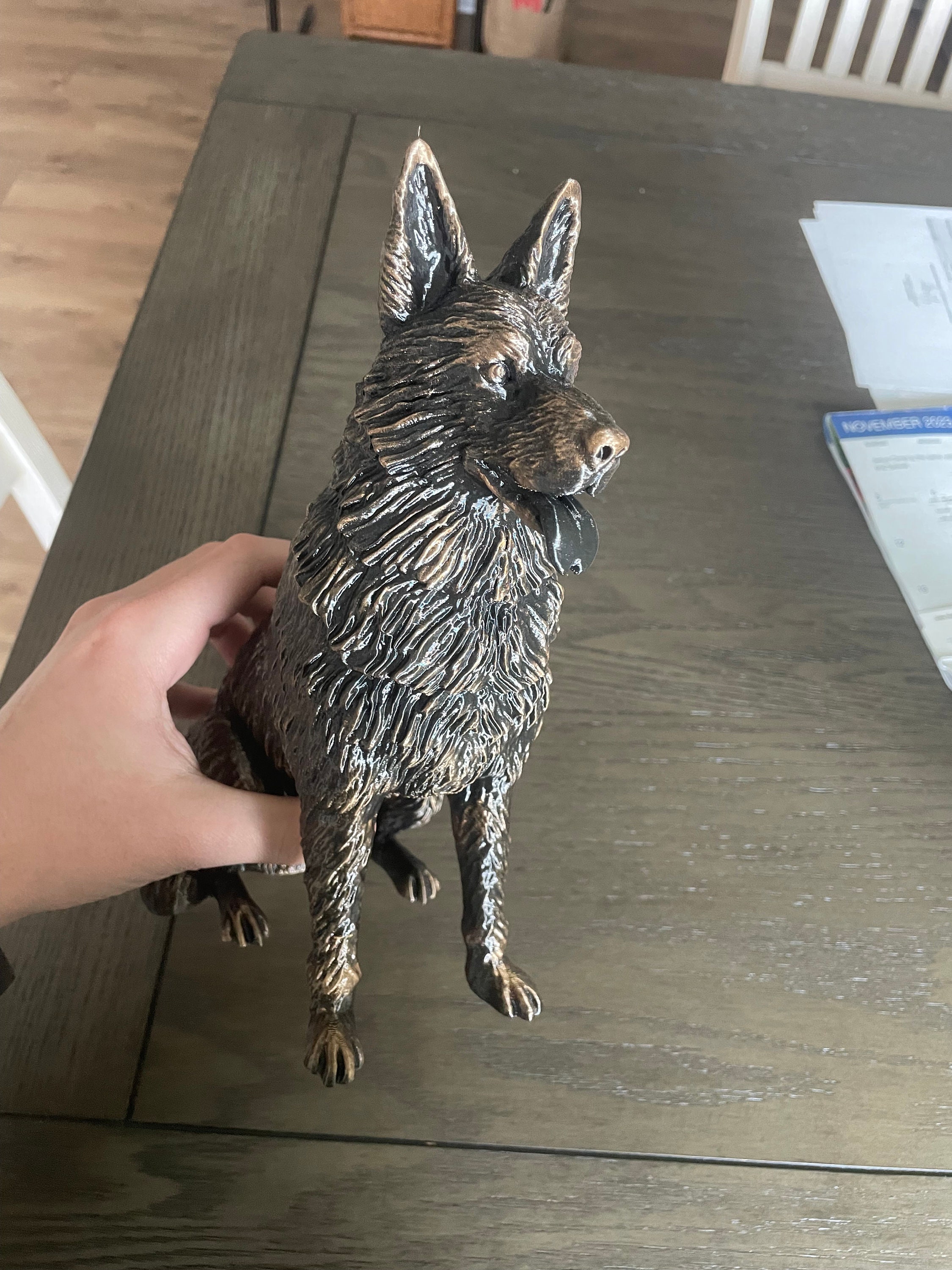 Elegant Black 3D Printed German Shepherd Sculpture With - Etsy