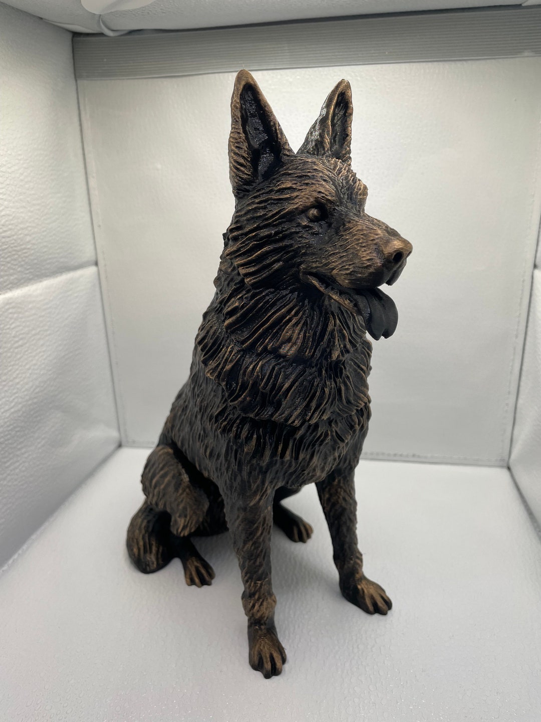 Elegant Black 3D Printed German Shepherd Sculpture With - Etsy