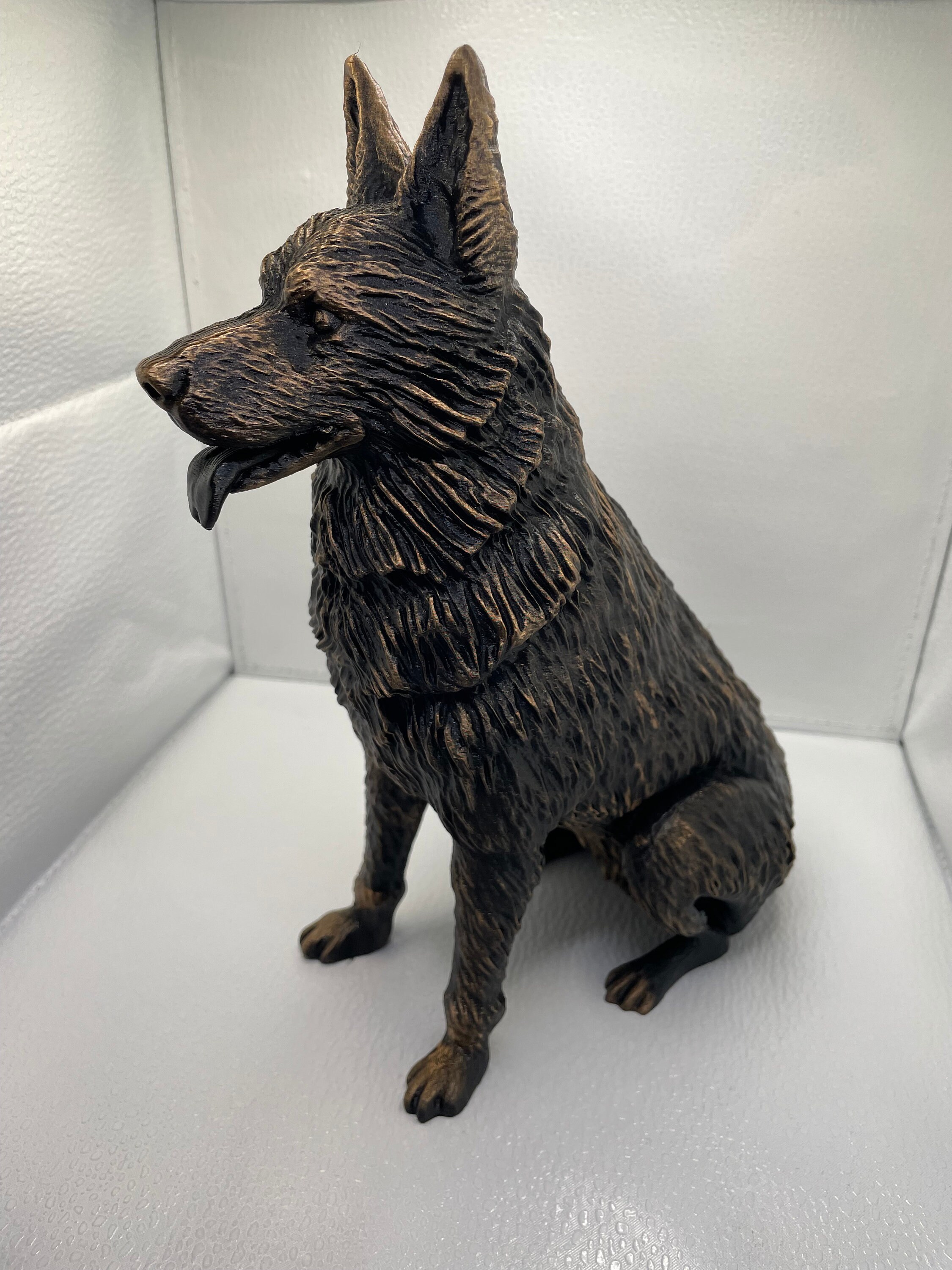 Elegant Black 3D Printed German Shepherd Sculpture With - Etsy