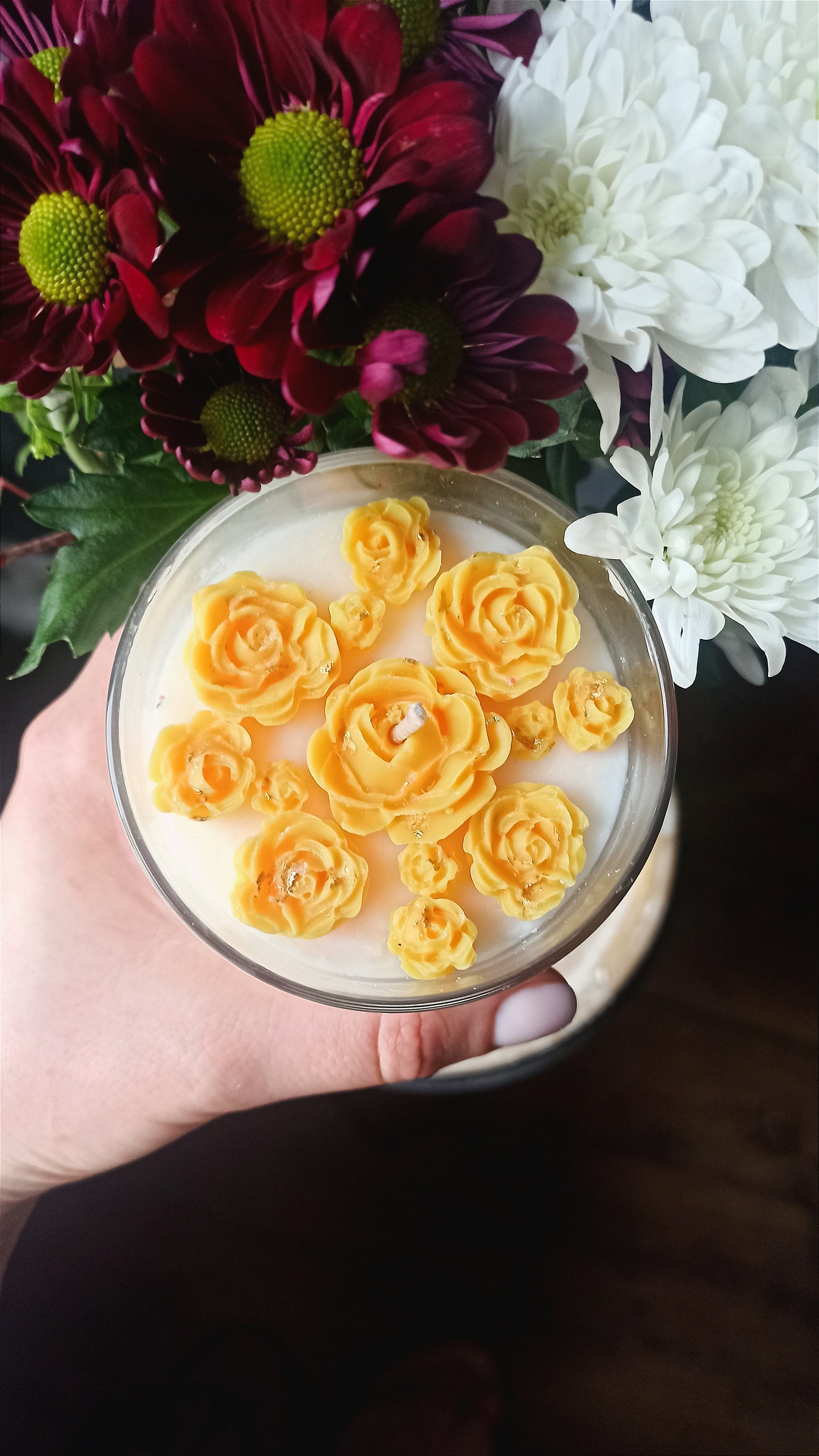 Beautiful Blooming Candle in a Glass FLOWER CANDLE - Etsy
