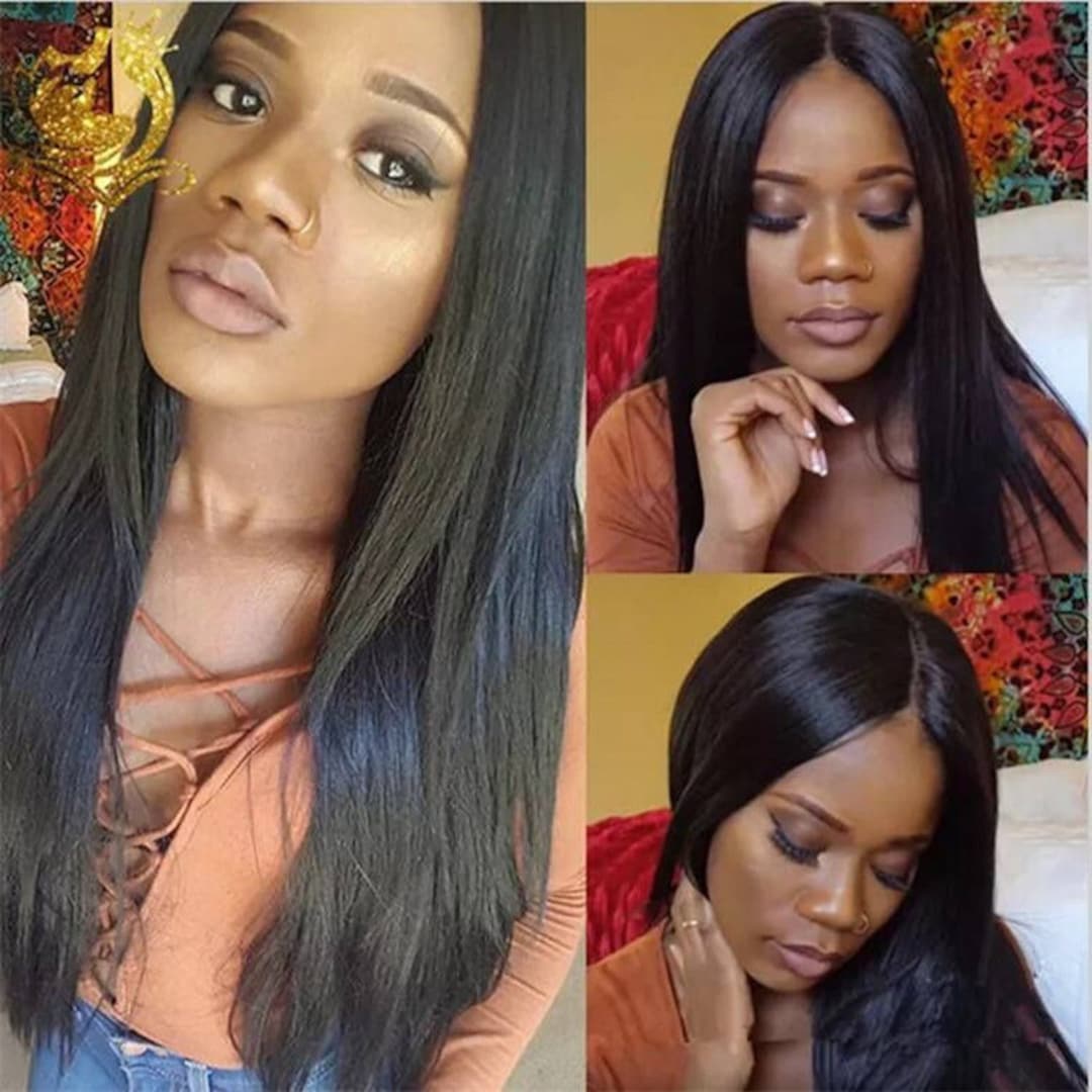 Straight Wig With Center-parted for Girls Made of Synthetic - Etsy
