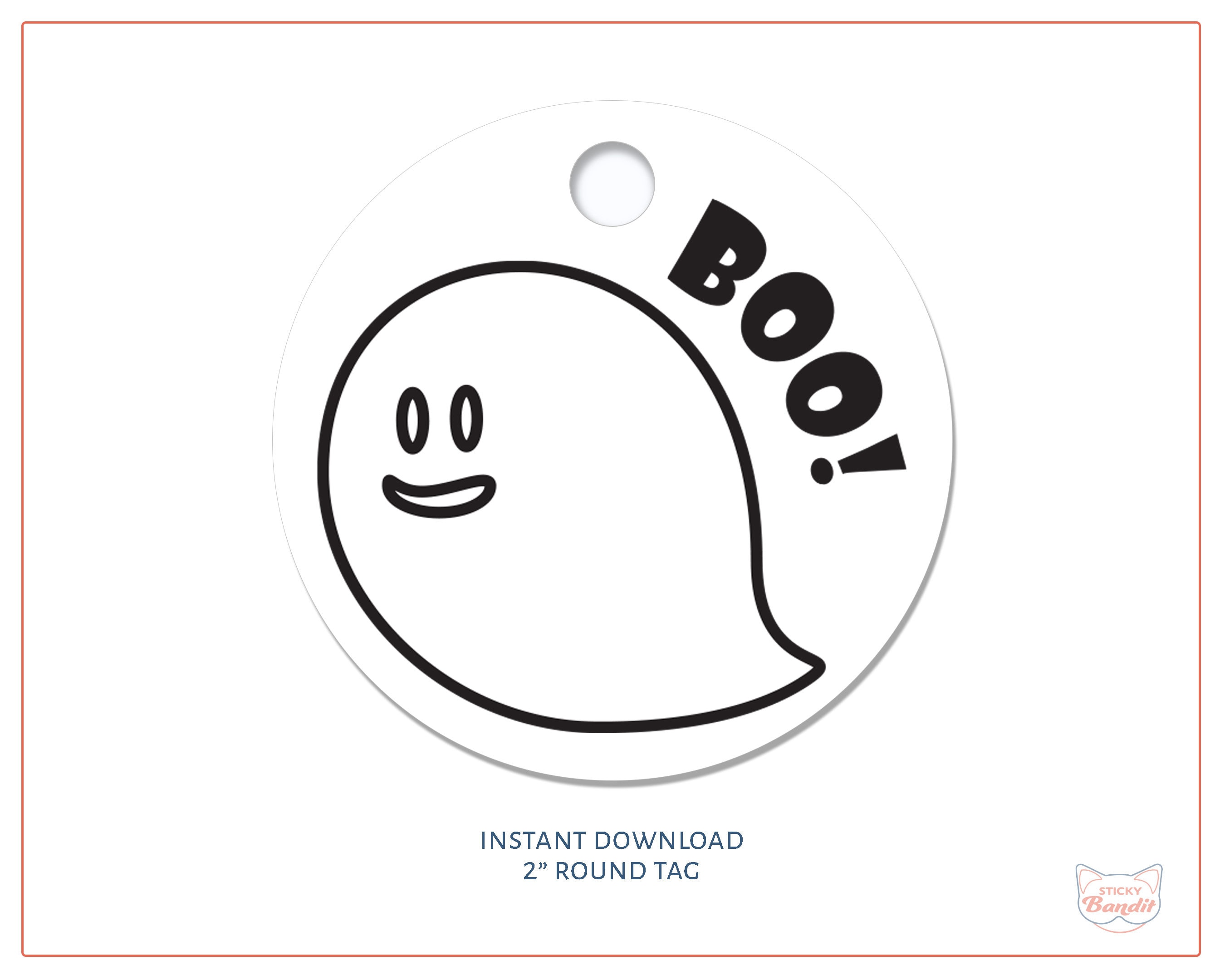 Round Halloween Gift Tag Printable Ghost Cookie Tag - Etsy