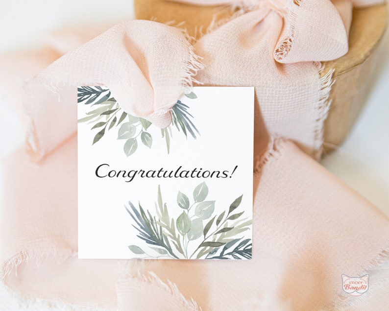 Square New Born Baby Gift Tag - Printable Baptism Cookie Tag - Instant ...