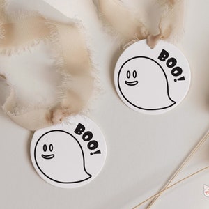Round Halloween Gift Tag Printable Ghost Cookie Tag Instant Download ...