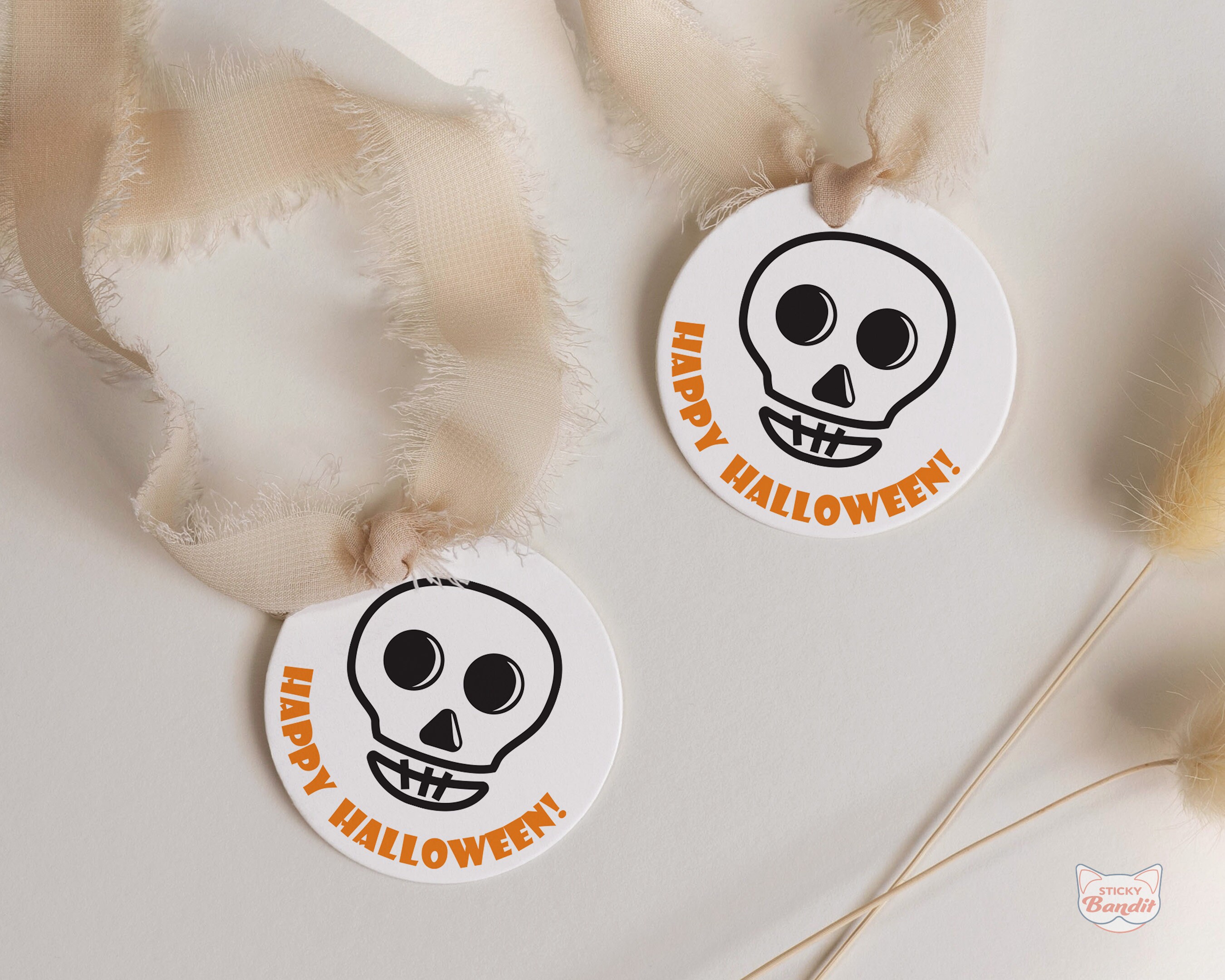Round Halloween Gift Tag Printable Skull Cookie Tag - Etsy