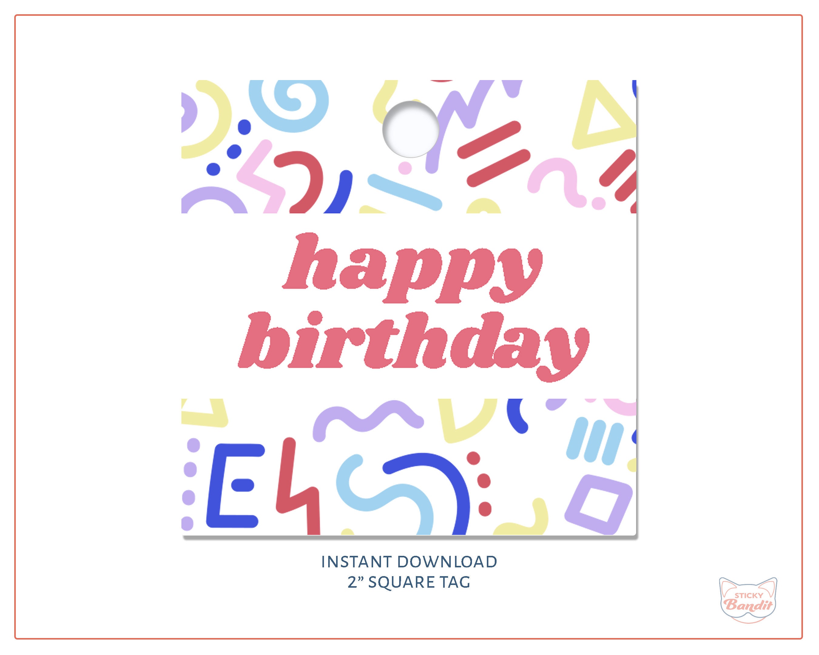 Square Birthday Gift Tags Printable Happy Birthday Cookie - Etsy