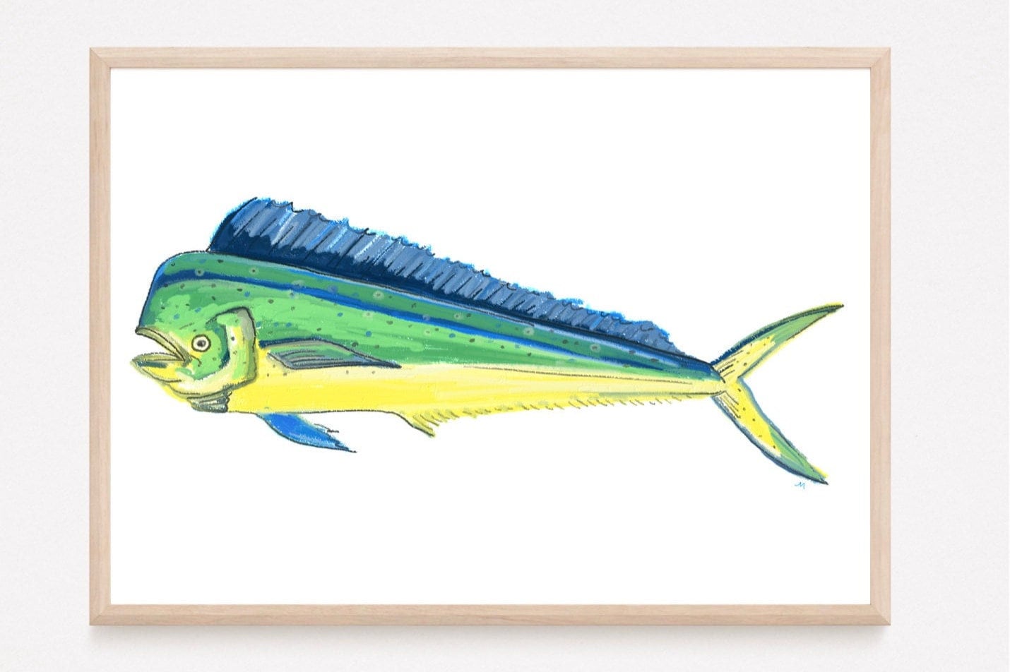 Mahi-mahi Pastel Drawing (digital) - Etsy
