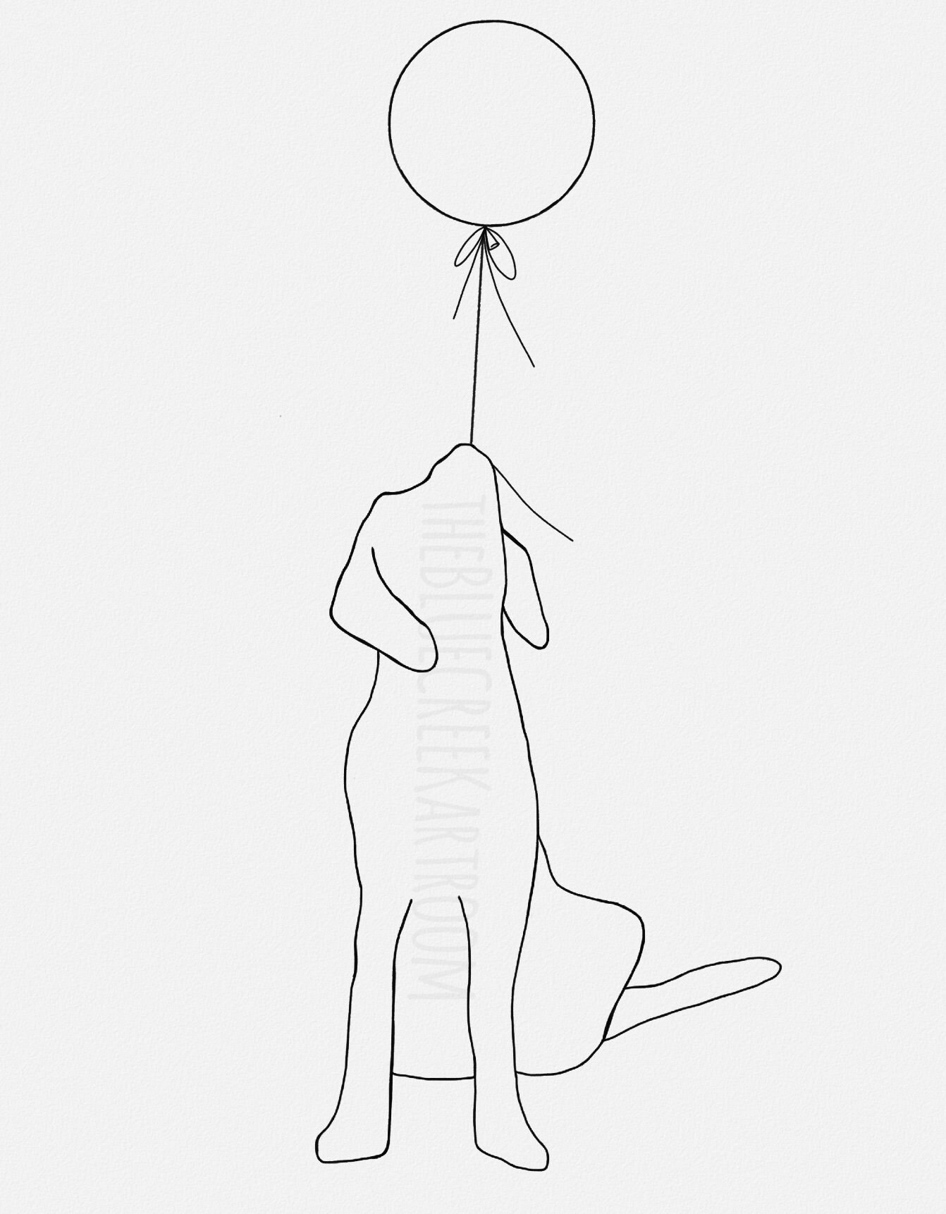 Minimalist Labrador With Balloon Line Drawing - Etsy