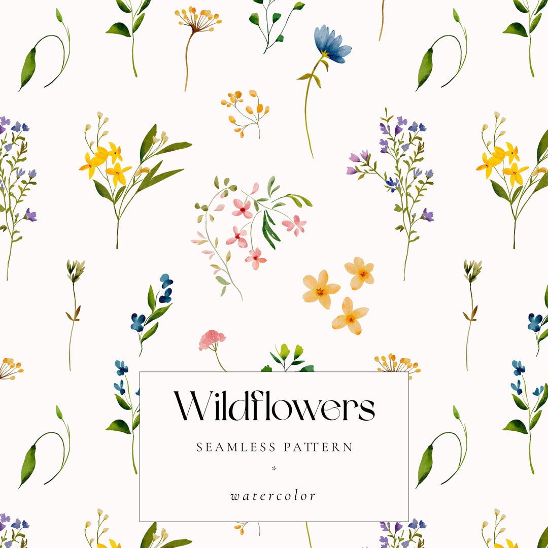 Wildflowers Watercolor Digital Paper, Summer Wildflowers Seamless ...