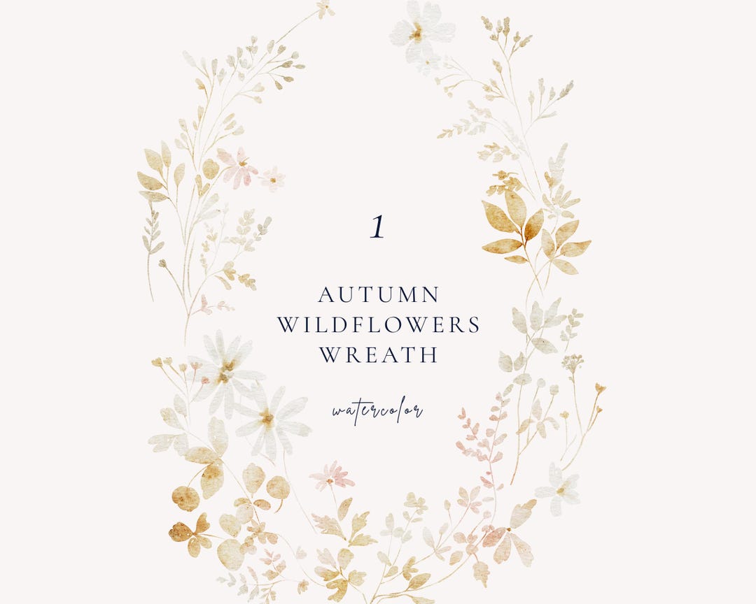 Autumn Wildflowers Wreath PNG, Rustic Wreath Clipart, Meadow Flowers ...