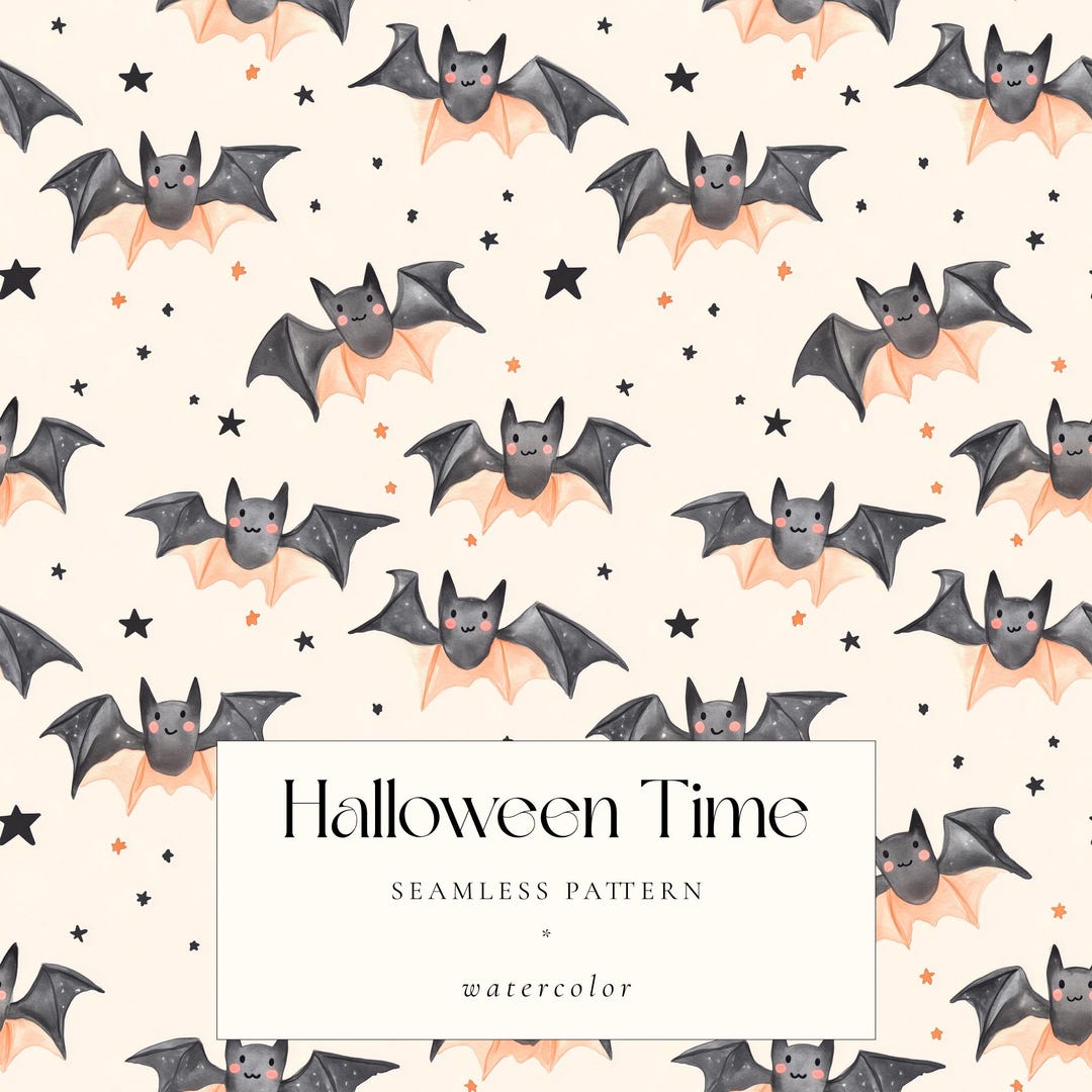 Cute Bat Halloween Pattern, Spooky Bat Digital Paper, Halloween ...