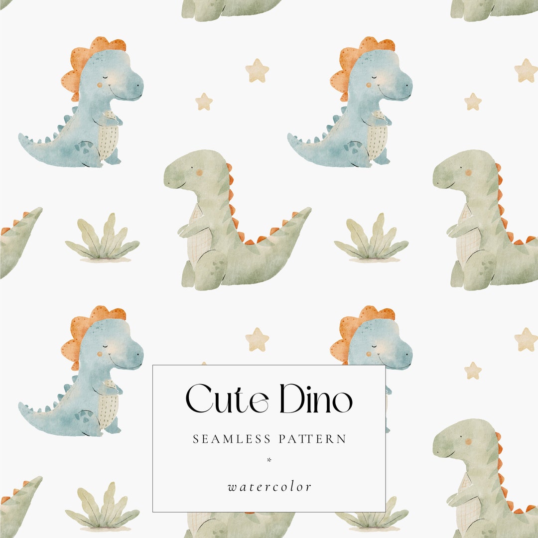 Watercolor Dinosaur Digital Paper, Whimsical Dinosaur Nursery Art, Baby ...