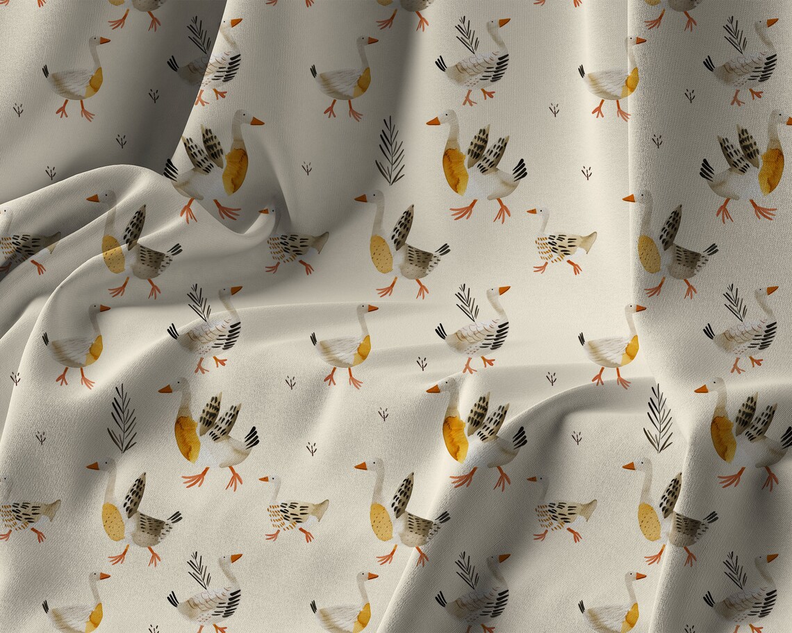 Funny Goose Digital Paper Background, Modern Watercolor Seamless ...