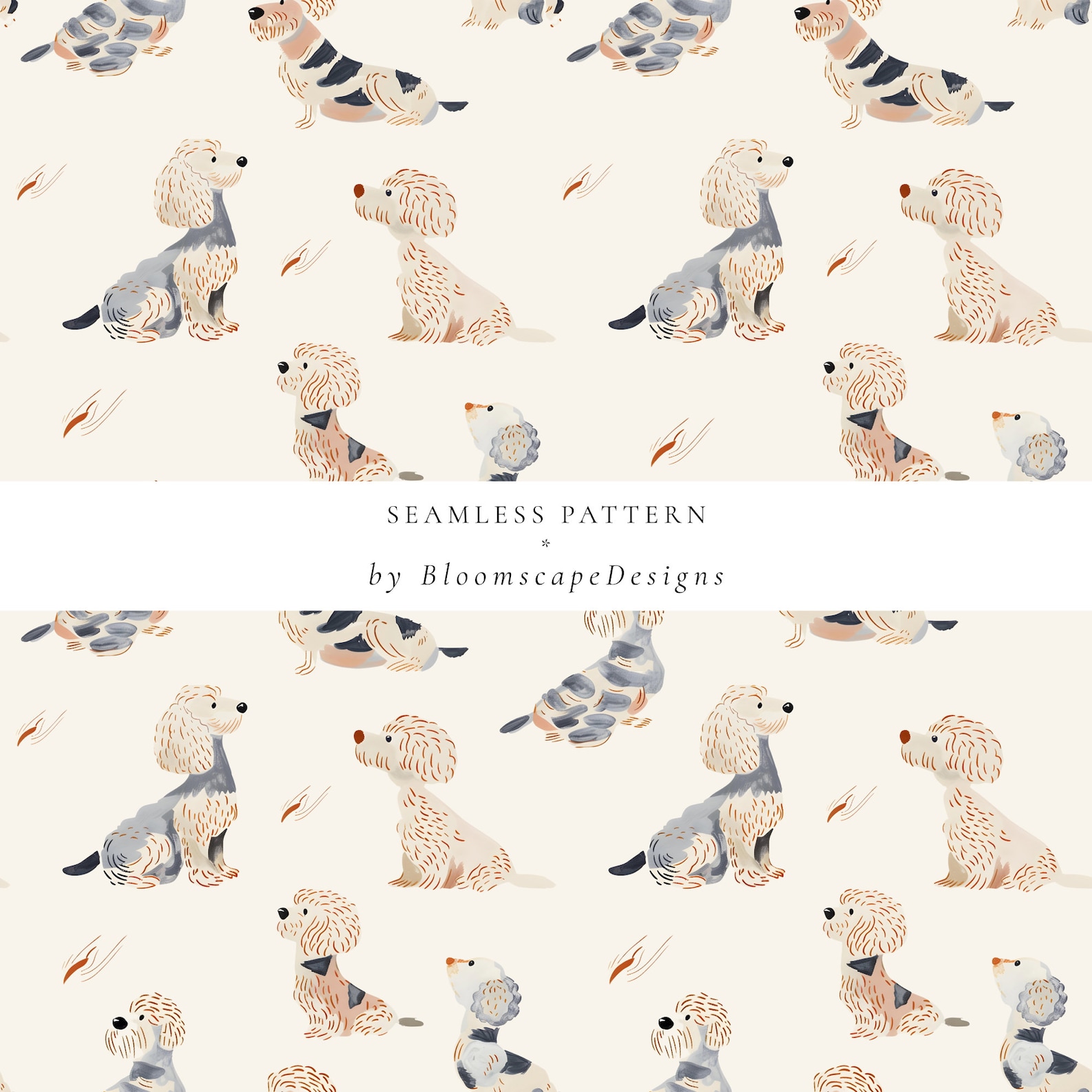 Dogs Seamless Pattern, Funny Dog Digital Paper, Quirky Dog, Dog Lovers ...