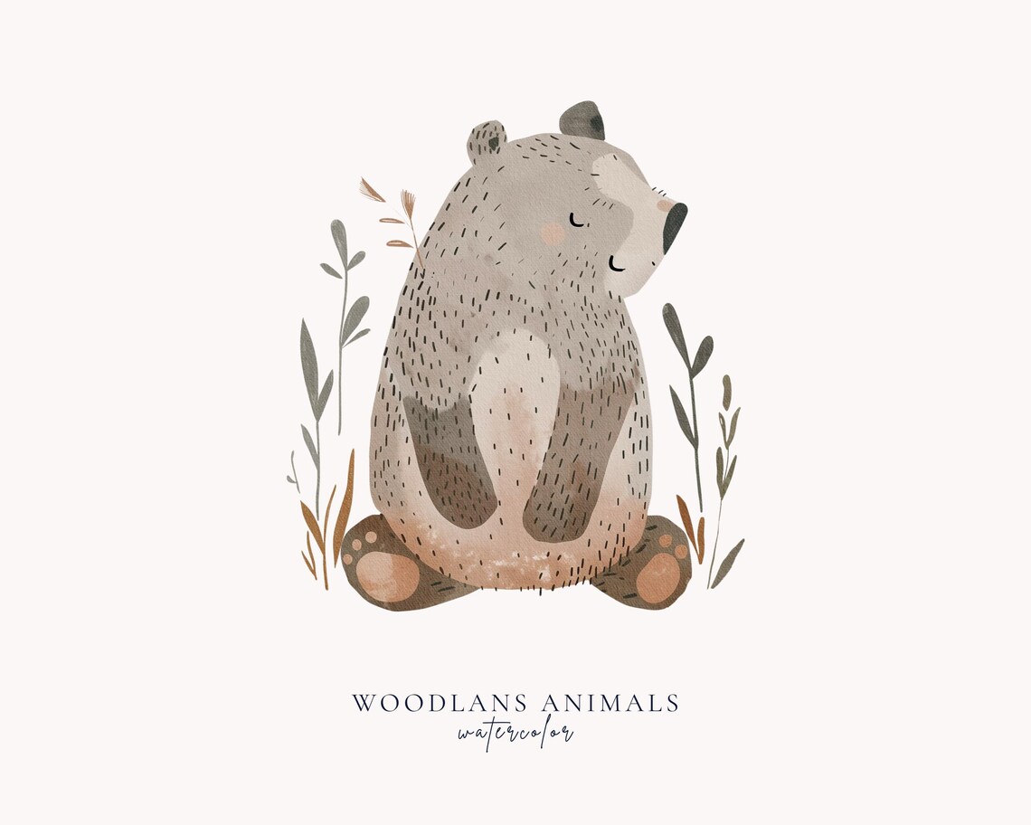 Watercolor Woodland Animals Clipart, Forest Friends Clip Art, Cute Fall ...
