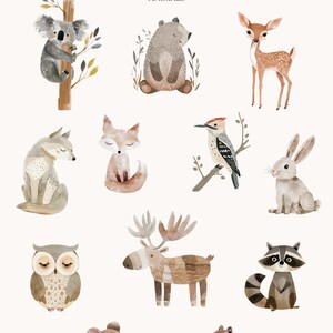 Watercolor Woodland Animals Clipart, Forest Friends Clip Art, Cute Fall ...