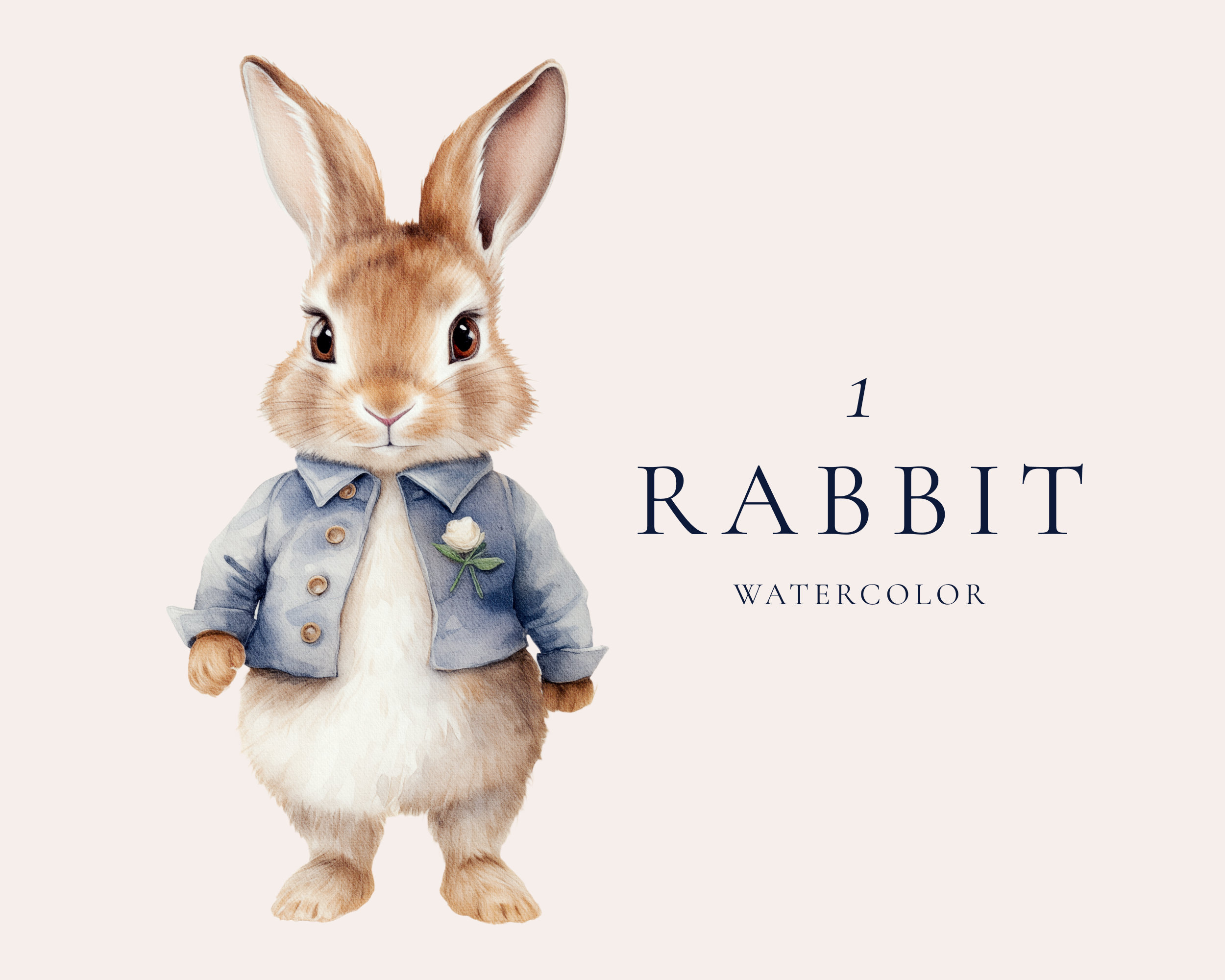 Watercolor Bunny Rabbit Clipart, Easter Bunny Png, Bunny Nursery, Cute ...